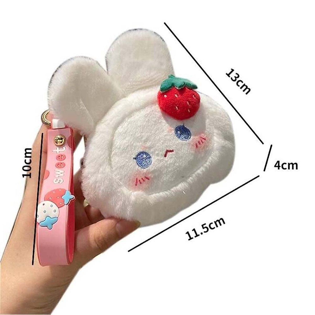 SXWT Cute Kawaii Kids Children with Keychain Baby Girls Plush Doll Storage Bag Wallet Bag Pendant Mini Coin Purse(White)