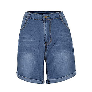 Fashion Mini Shorts,THENLIAN New Women Summer Short Jeans Denim Female Pockets Wash Denim Shorts(XXXXXL, Blue)