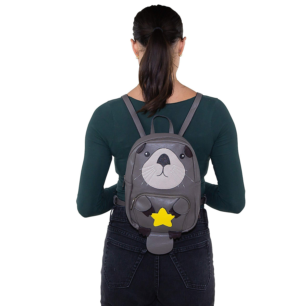 Sleepyville Critters: Mini Otter Backpack In Vinyl Material