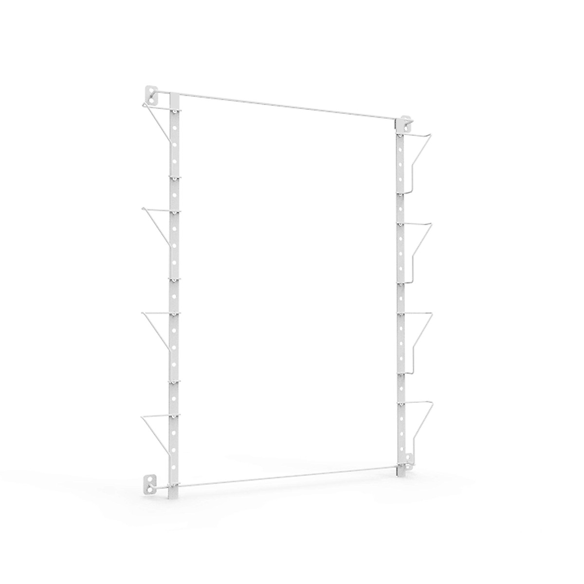FixtureDisplays® Up to 19.75" Wide 4-Pocket Adjustable Display Rack, Wall Mounted Greeting Post Card Christmas Holiday Card Holders White Bars Silver Pockets 11608-WHITE-SINGLE-NPF-SL