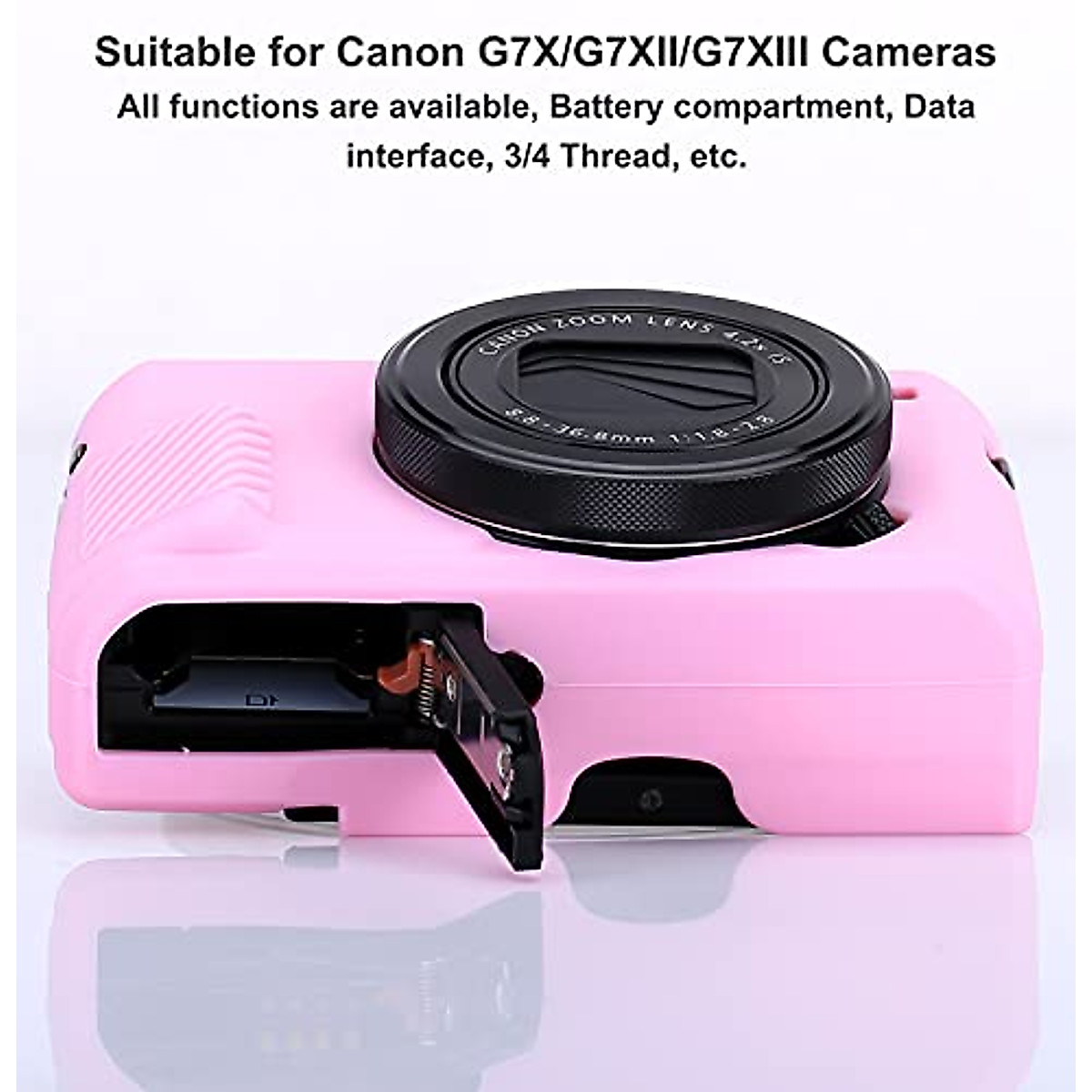 G7X Camera Silicone Case Ultra-Thin Lightweight Rubber Soft Silicone Case Bag Cover for Canon PowerShot G7X G7X Mark II G7X Mark III + Microfiber Cloth (Pink)