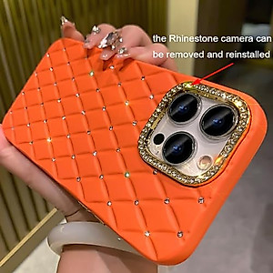 Changjia for iPhone 13 Pro Max Glitter Bling Case for Women, Cute Bling Rhinestones Diamond Sparkle Shiny Soft TPU Silicone Shockproof Slim Girls Protective Case for iPhone 13 Pro Max 6.7Inch (Orange)