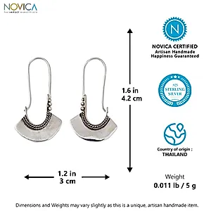 NOVICA Artisan Handcrafted Silver Hoop Earrings | Bell Design Hoop Earrings | .925 Sterling Silver Earrings | Silver Hoop Earrings Handmade | Hoop Earring Thailand | Bohemian Hollow Bell Themed
