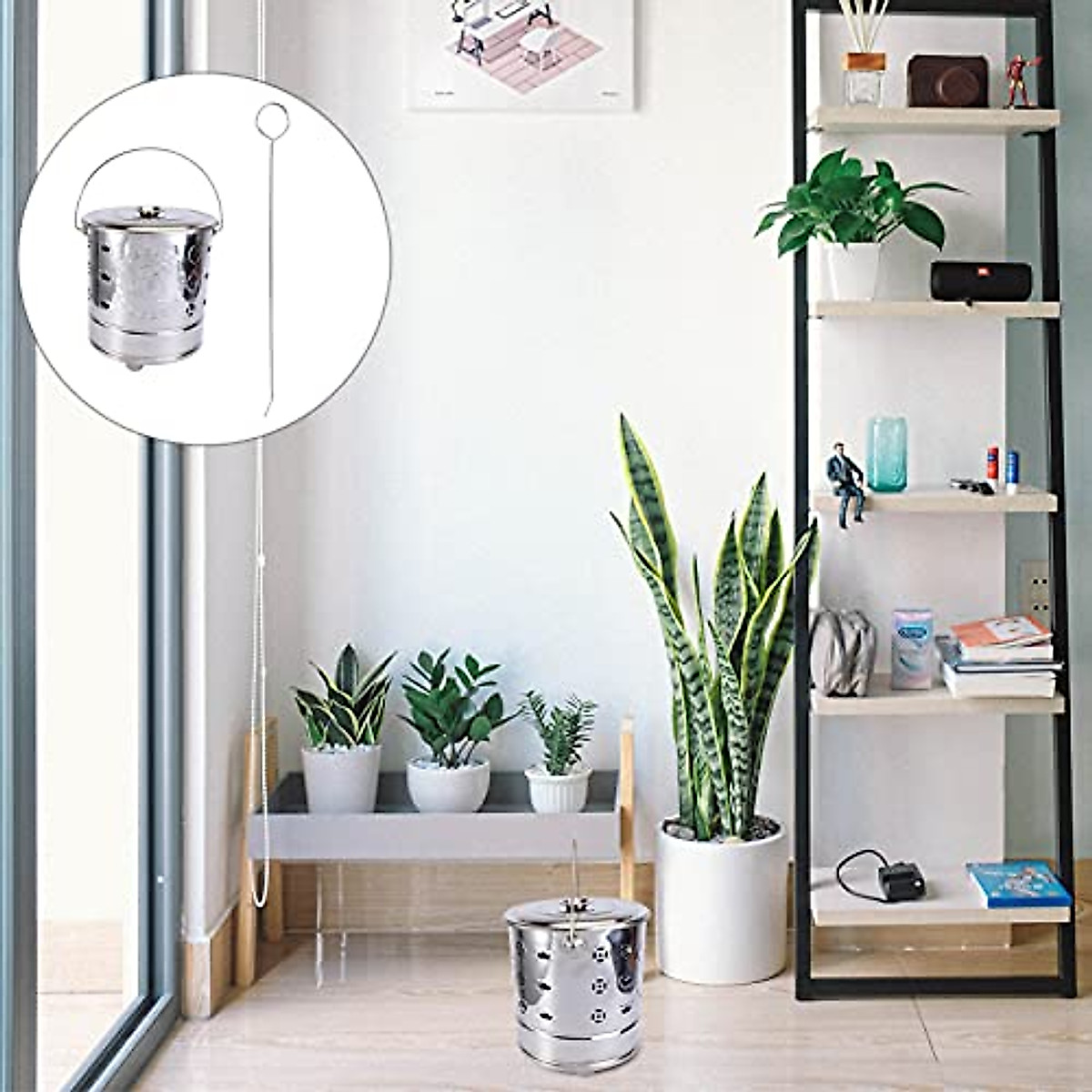 Happyyami Metal Bucket Metal Bucket 2pcs Metal Galvanised Garden Incinerator Bin Burning Leaves Wood Rubbish Dustbin Incinerator Furnace for Yard Garden (Furnace + Tongs) Burn Butter Biochar