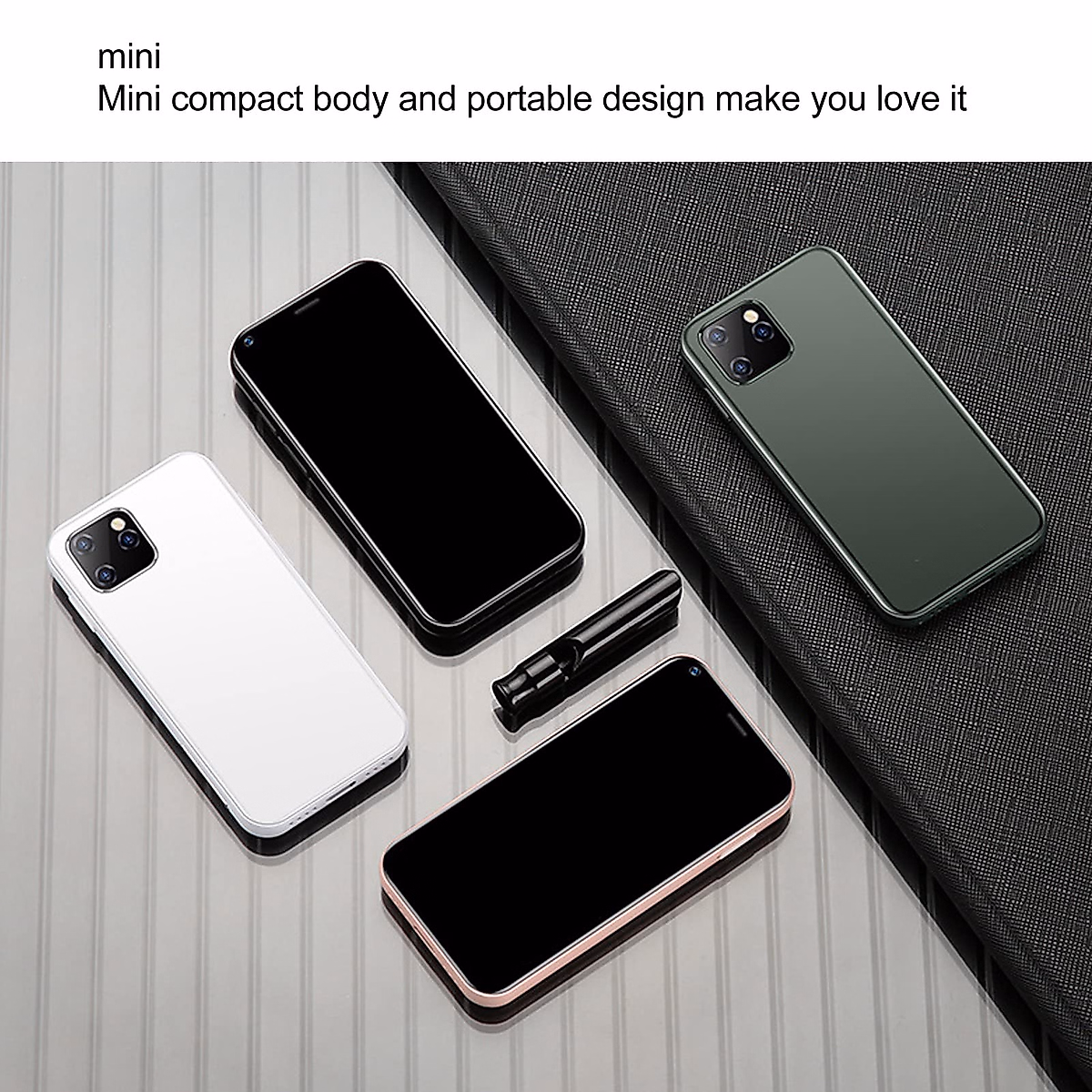 Zyyini XS11 Mini Smartphone, 2.5inch HD Screen 3G Unlocked Mobile Phone for Android 6, Dual Sim, 1GB/8GB, Dual Camera Business Backup Phone, Lightweight and Easy to Carry, 1580mAh