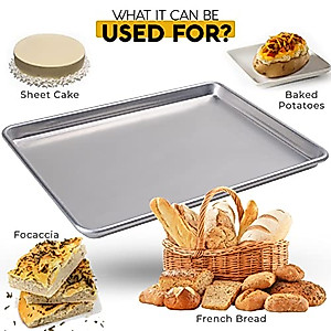 Alpine Cuisine Three Quarter Professional Aluminum Cookie Sheet 22-inch - Rimmed Baking Sheets for Oven - Durable, Oven-Safe, Easy to Clean, Commercial Quality - Great for Roasting & Baking
