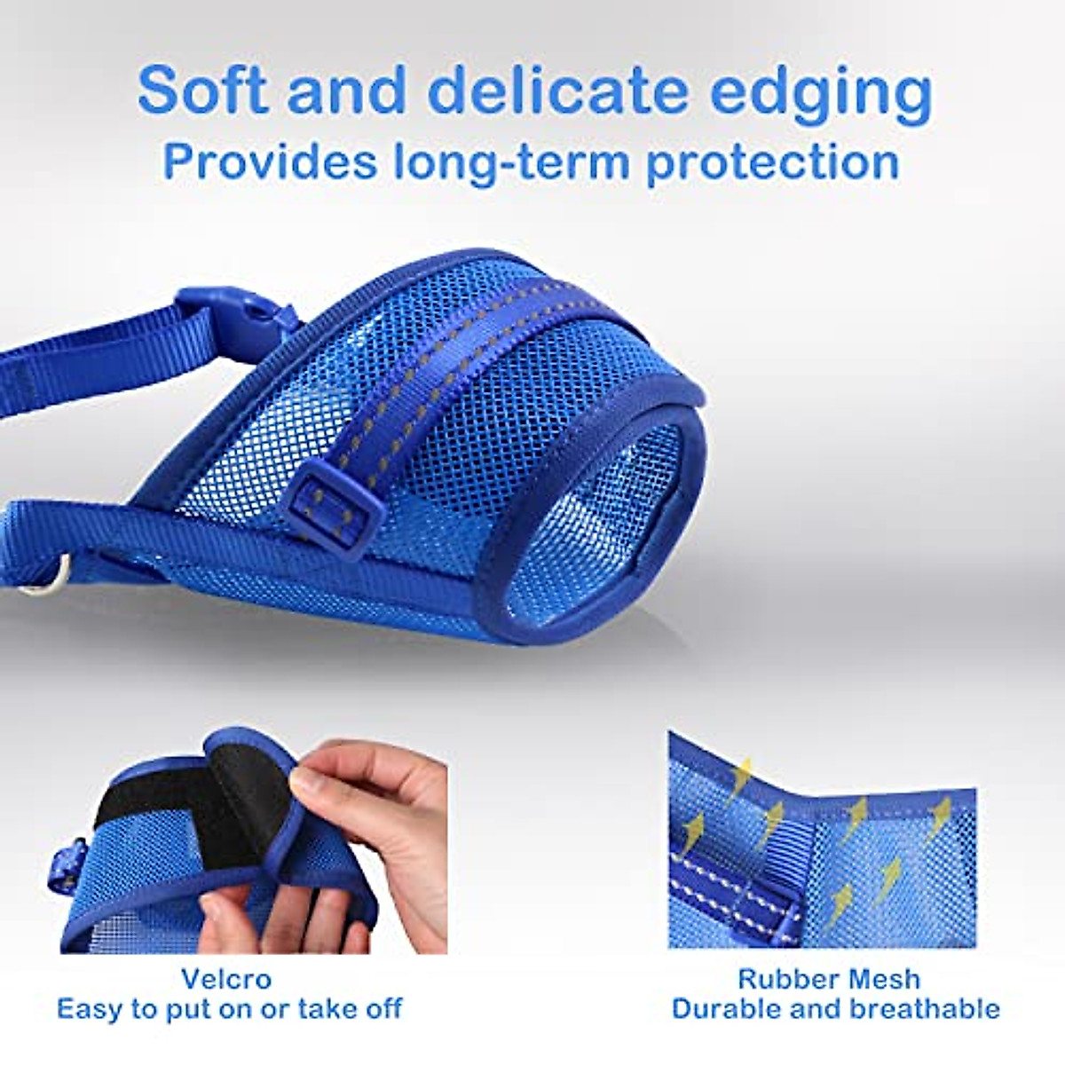 Dog Muzzle, Soft Dog Muzzle with Reflective Strip Breathable Mesh Large Dog Muzzle Prevent Biting Barking Chewing No Bark Dog Muzzle for Large Medium Small Sized Dog Outside Walking Grooming