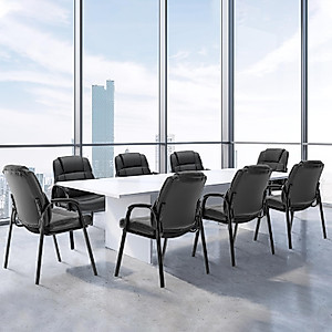 Sweetcrispy Waiting Room Chairs Reception Chairs Office Guest Chairs Set of 2, Big and Tall Desk Chair No Wheels Executive Office Chair PU Leather Conference Room Chairs Lobby Chairs with Padded Arms