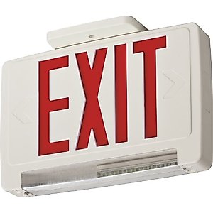 Lithonia Lighting ECBR M6 LED Exit and Emergency Light Bar Combo Fixture with Back Up Battery, 3 Watts, Damp Listed, Red Letters