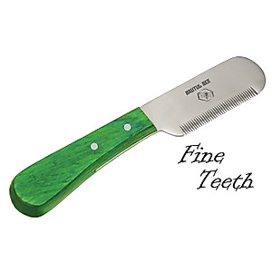 BRUTUL FIGHT Bee Dog Grooming Coat Stripping Knife Stripper Trimmer Tool Wooden Handle Stripping Knives Set of 3 With Stainless Steel Blade Non-Slip Tools for Dogs - Right Handed Tool (GREEN)