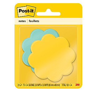 Post-it Super Sticky Notes, 3x3 in, 2X the Sticking Power, Daisy Shape, Assorted Colors, (7350-DSY)