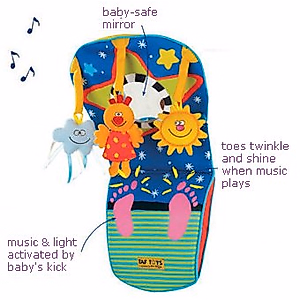 Taf Toys Toe Time Infant Car Seat Toy | Kick and Play Activity Center with Music, Lights, Mirror, and Jingling Toys | Fun Travel Baby Toy for Rear Car Seat | Easier Drive with Newborns, Babies