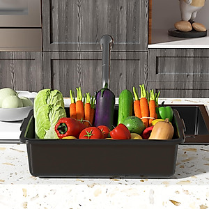 Knifefish 12 Packs Bus Utility Box, 13 L Plastic Restaurant Bus Tubs Tote, Black