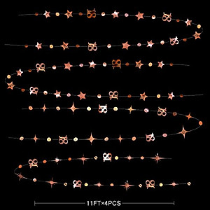 Rose Gold 18th Birthday Decorations Number 18 Circle Dot Twinkle Star Garland Kit Metallic Hanging Streamer Bunting Banner Backdrop for Girls Happy 18 Year Old Eighteen Anniversary Party Supplies