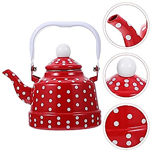 HEMOTON Kettle Stovetop Enameled Teapot Chinese Style Heating Water Kettle with Handle Large Capacity Hot Water Kettle Kitchen Teapot for Stovetop Induction Cooker （ Red ） Red Tea Kettle