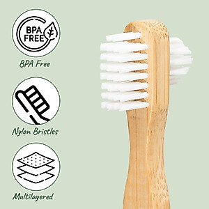 Denture Cleaning Tablets Smokers 120 Bundle with Dentu-Care Bamboo Denture Brush Specifically Designed to Gently Clean Hard to Reach Areas for Full Partial Dentures