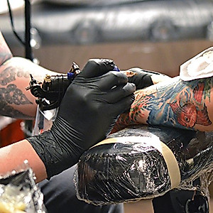 SupplyMaster Black Nitrile Exam Disposable Gloves - 4 Mil, Powder Free, Non-Sterile, Latex Free, Textured, Ambidextrous, Small, Case of 400 - SMBKNE4S