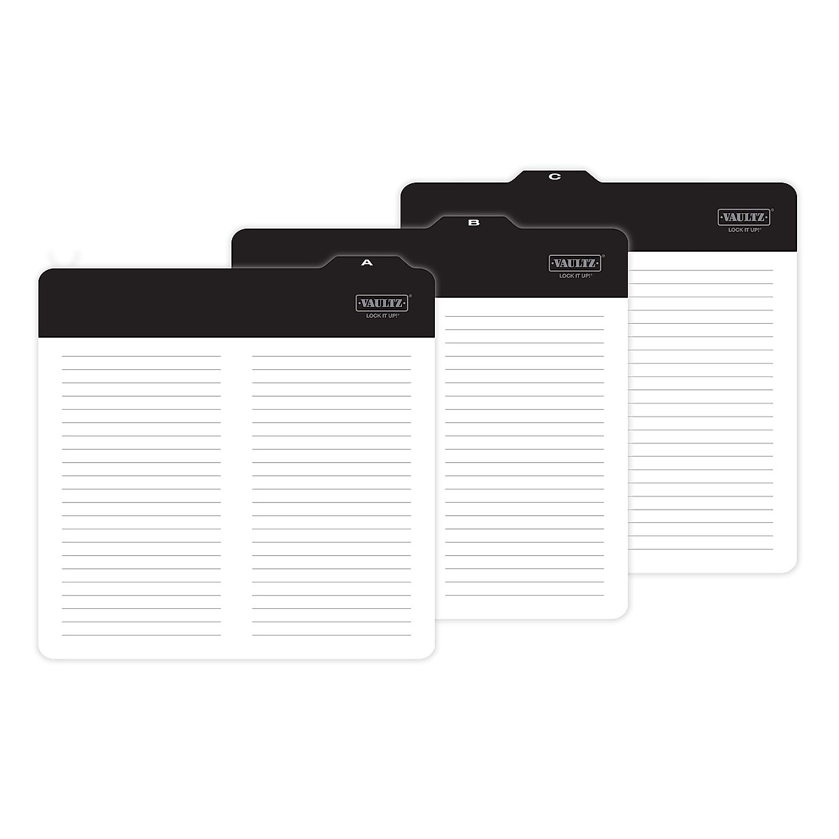 Vaultz Vinyl Record Storage Dividers A-Z - 26 Record Holder Organizer Guides - Alphabetical Vinyl LP Dividers for Album Crate, Collection Library Bin, Black