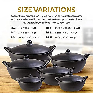 Chamba Black Clay Oval Roaster, Small 3 qt.