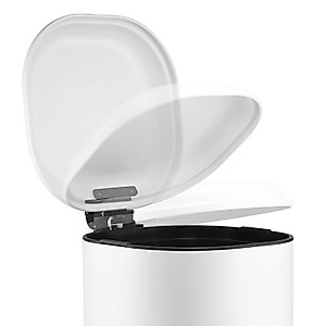 Takywep 8 Gallon Bathroom Step Trash Can, 30-Liter Square Foot Pedal Garbage Can with Soft-Close Lid for Kitchen, Without Inner Bucket, White