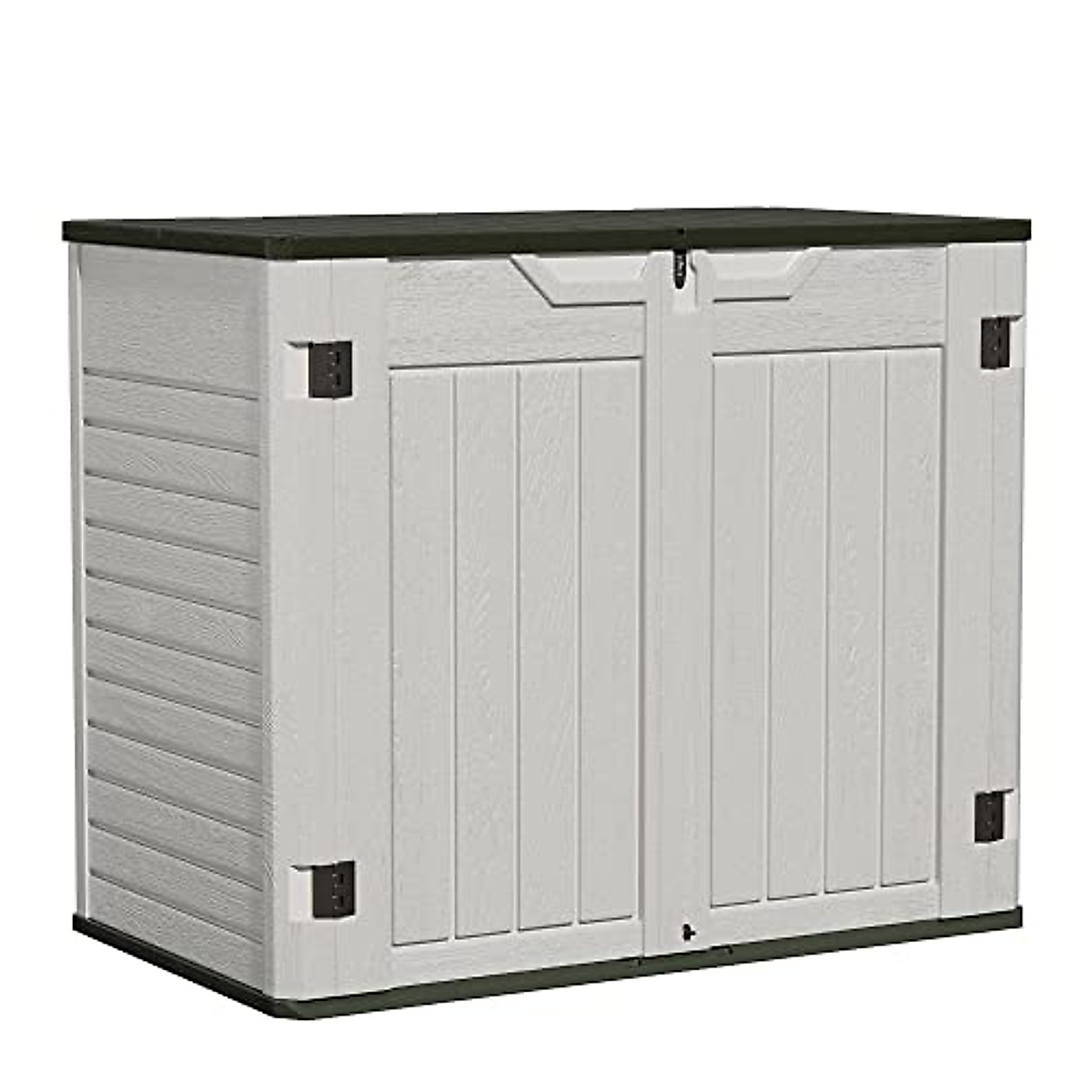Greesum Outdoor Horizontal Resin Storage Sheds 34 Cu. Ft. Weather Resistant Resin Tool Shed, Extra Large Capacity Weather Resistant Box for Bike, Garbage Cans, Lawnmowe, Without Divider