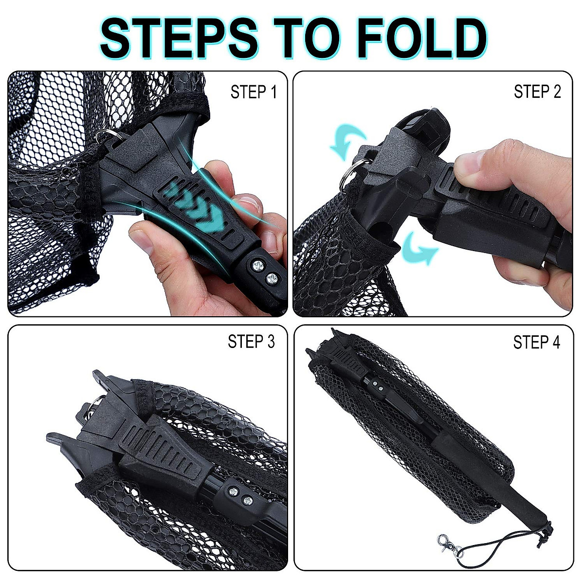 Sougayilang Fishing Net Fish Landing Net, Foldable Collapsible Telescopic Pole, Durable Nylon Material Mesh, Safe Fish Catching or Releasing-RSJ115CM