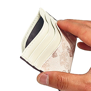 FOUSIVOU Credit Card Holder for Women Small Leather Card Case Wallets,Women's Slim Credit Card Holder Card Organizer,Classic Card Holder for Women (white)