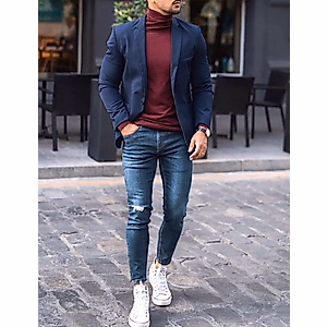 COOFANDY Mens Casual Blazer Fashion Sport Coats Slim Fit Business Suit Jacket Formal Blazer (Blue XXL)