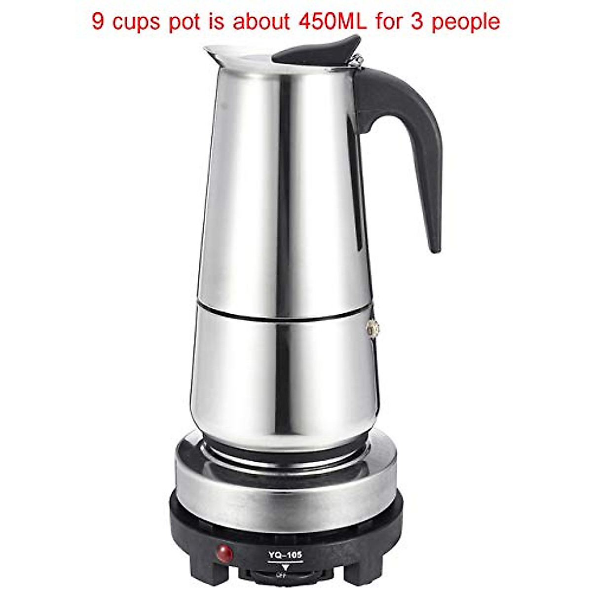200/450ml Portable Espresso Coffee Maker Moka Pot Stainless Steel with Electric stove Filter Percolator Coffee Brewer Kettle Pot (450ml)