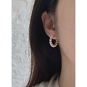 Pearl Hoop Earrings for Women Fashion Dangle Hypoallergenic Layer Earrings Drop Dangle Earrings Gifts for Women