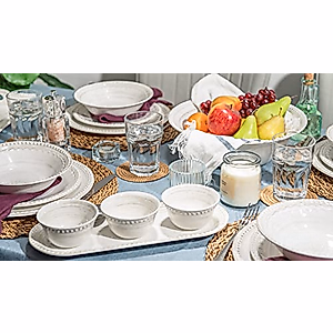 Zak Designs French Country House Melamine Plastic Oval Serving Platter (16 inches, Oyster), Condiment Bowl-Tray 4pc, durable and BPA Free