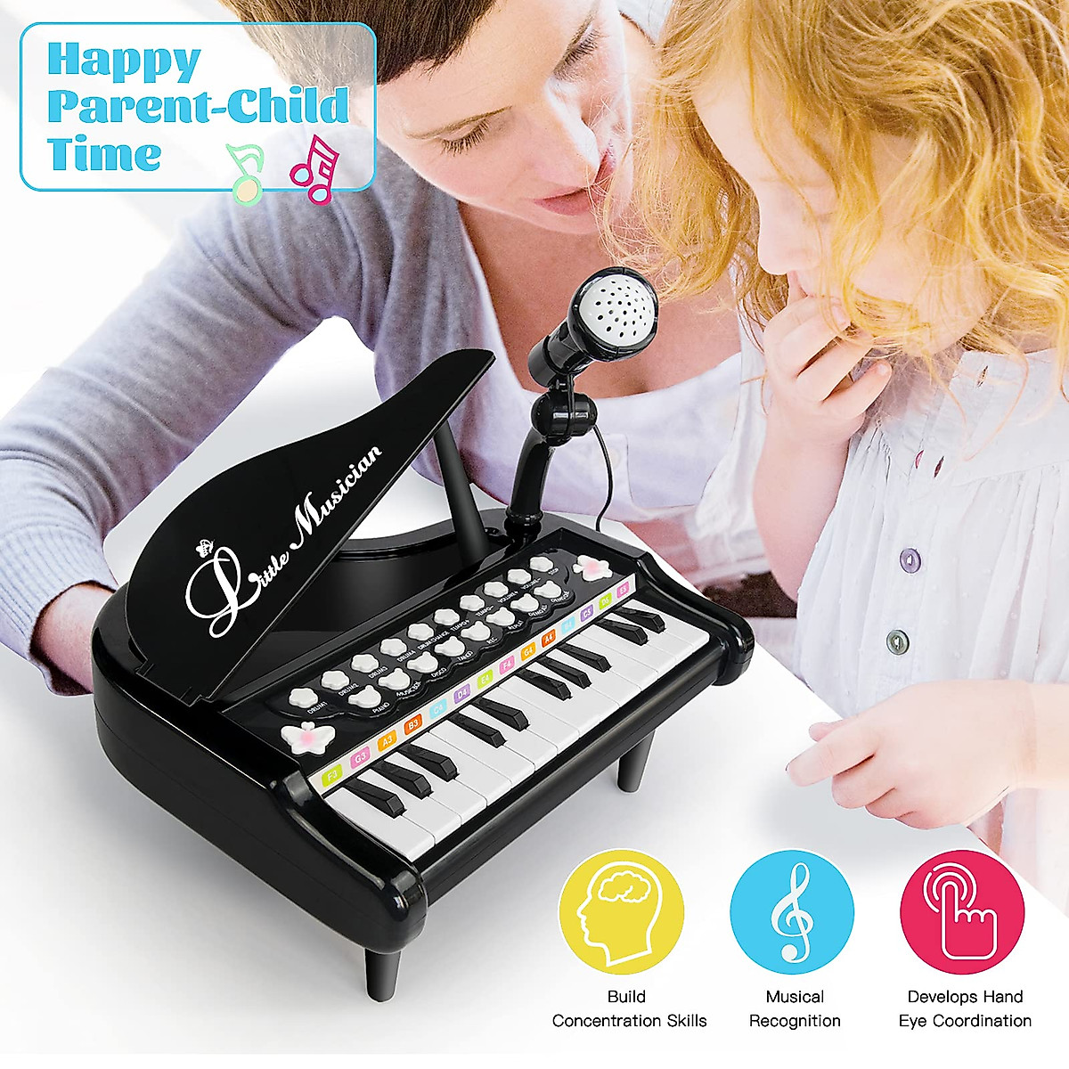 Love&Mini Toy Piano for Toddler - Birthday Gift for 1 2 3 4 5 Years Old Girls and Boys, 24 Keys Multi-Functional Baby Piano Toy with Microphone