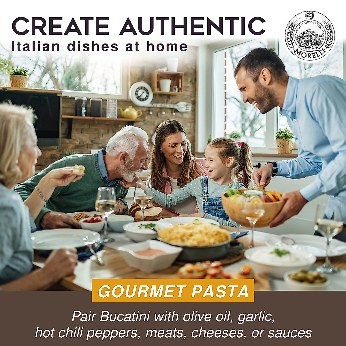 Morelli Bucatini Pasta Noodles - Premium Organic Italian Pasta from Italy - Handcrafted, Family Owned Gourmet Pasta Brand - Durum Wheat Semolina Pasta 17.6oz / 500g - Pack of 2