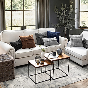 Phantoscope Pack of 2 Sherpa Throw Decorative Pillow Cover Decorative Faux Fur Fluffy Cushion Cases Soft Square Pillow Cases for Bedroom/Couch, Off-White, Print, 18 x 18 Inches