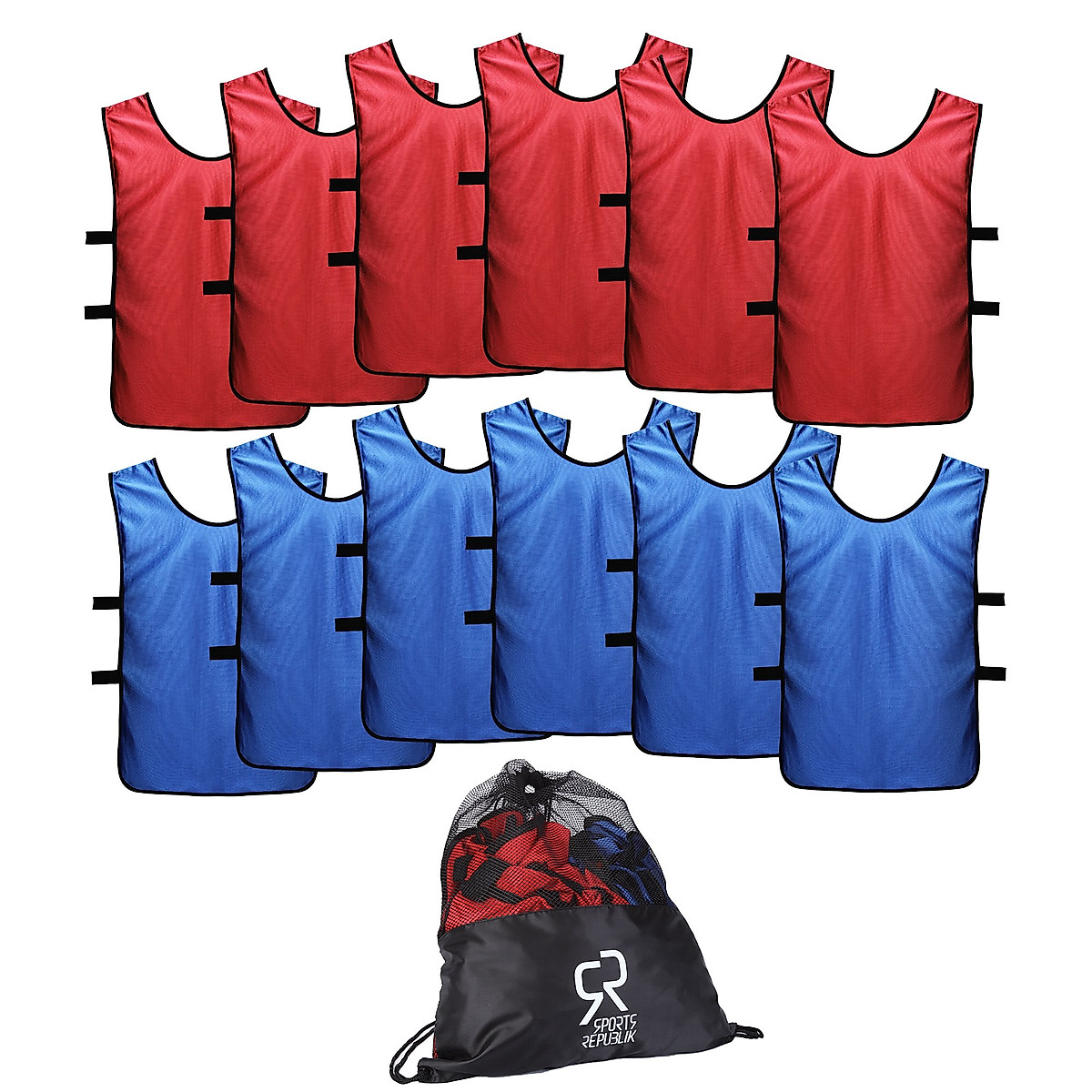 SportsRepublik Pinnies Scrimmage Vests for Kids, Youth and Adults (12-Pack) - Soccer Pennies