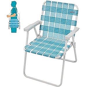 #WEJOY Folding Webbed Lawn Beach Chair, Heavy Duty Portable Chairs for Outside with Hard Arm,Carry Strap for Outdoor Camping Garden Concert Festival Sand Picnic BBQ,265 LBS