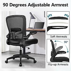 Office Chair, FelixKing Ergonomic Desk Chair Breathable Mesh Chair with Adjustable High Back Lumbar Support Flip-up Armrests, Executive Rolling Swivel Comfy Task Computer Chair for Home Office (Black)