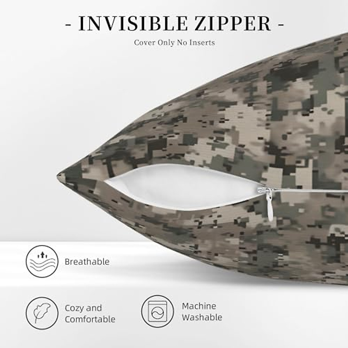 AdaNti Army Digital Camouflage Print Corduroy Throw Pillow Covers Soft Square Throw Pillow Case Home Decorations for Bed Sofa Living Room 16"x16"