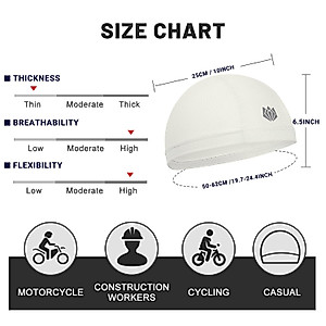 FitsT4 Sports Active Sweat Wicking Bike Helmet Liner Cycling Skull Cap with UPF 50+ Sun Protection & Mesh Cooling for Women & Men 2PCS White