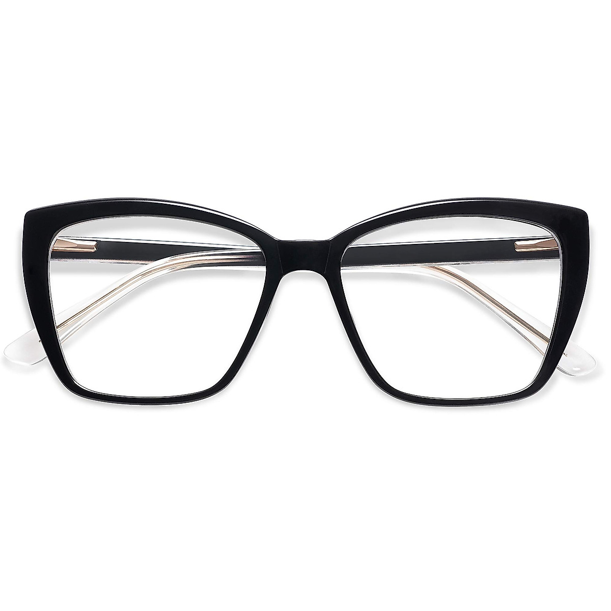 AMOMOMA Trendy TR90 Oversized Blue Light Reading Glasses Women,Stylish Square Cat Eye Glasses AM6031C1 with Black Frame 1.5 x