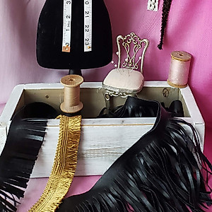 Trims by the Yard 6" Matte Finish Vegan Leather Fringe Trim, Dark Brown (5 Yard Cut)