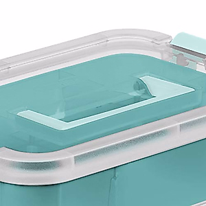 Sterilite 14138606 Stack & Carry Box with Trays Small Storage, Clear Pack of 6