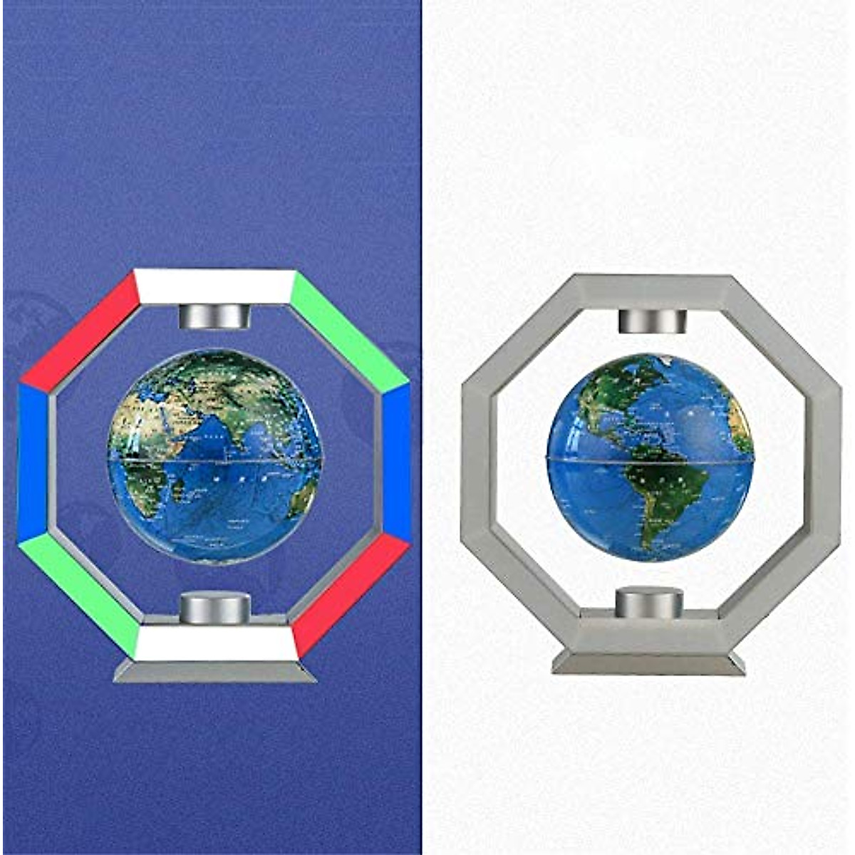 Magnetic Floating Globe, 6 Inch Polygonal Magnetic tation World Earth Globe Craft Home Office Desktop Decoration Ornament,Blue World Globe (Blue) (Blue)