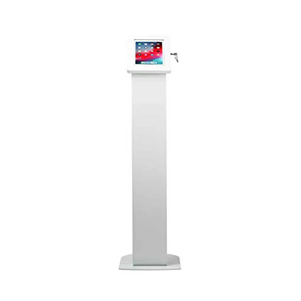 Locking Floor Stand - CTA Premium Large Locking Floor Stand Kiosk with Steel Body and Heavy-Duty Locking Enclosure with Keys for iPad Pro 12.9", Surface Pro 3, 4, 5, 6, 7, 8, X (PAD-PLSW) - White
