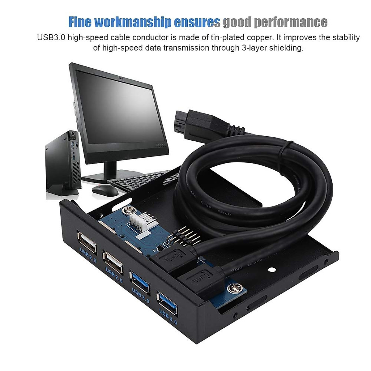 Sturdy Good Performance 2 Port Floppy Drive Front Panel, Durable Front Panel Floppy Drive, for 3.5-Inch Floppy Drive Plugging and Unplugging External Devices