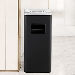 WICHEMI Commercial Outdoor Trash Can Stainless Steel Industrial Garbage Enclosure Metal Trash Can with Lid, Removable Inner Bucket Garbage Can for Home, Office, Elevator Entrance - 16 Liters