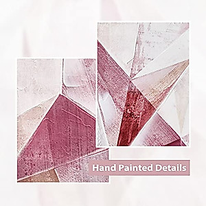 Creoate Pink Wall Decor for Girls Bedroom, Hand Paintd Pink Painting Canvas Print Artwork Framed Set, Abstract Pink Painting for Living Room Wall Decor, 24X36 Inch x2pcs, Ready to Hang