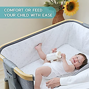AMKE Baby Bassinets,Bedside Sleeper for Baby,35s Quick Assemble Baby Crib with Storage Basket,Portable Bassinets for Safe Co-Sleeping, Adjustable Baby Bed for Infant Newborn
