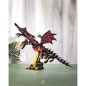 Givenni Fire Dragon Building Set with Display Stand - Smaug 1359 PCS Construction Building Bricks Model for Teen and Adults（New 2024）