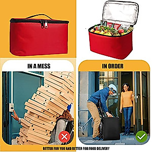 Tearom Insulated Food Delivery Bag Cooler Bags Insulated for Travel Pizza Delivery Bags for Cold and Hot Food Insulated Bags for Camping 1-Pack (red, 12 * 6 * 8)